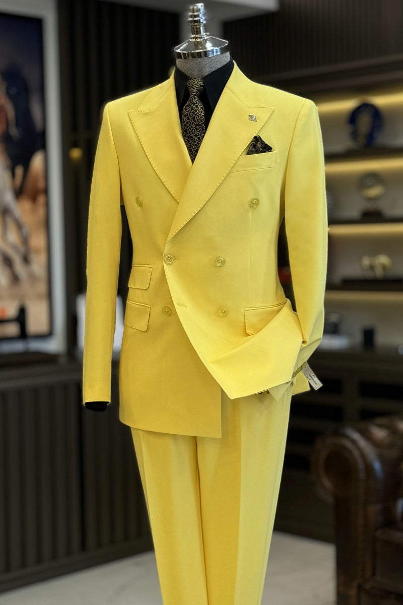 Glamorous Yellow Double Breasted Prom Suits For Men – Suitfitpro